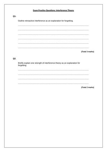 A-Level Psychology - INTERFERENCE THEORY AS AN EXPLANATION FOR ...