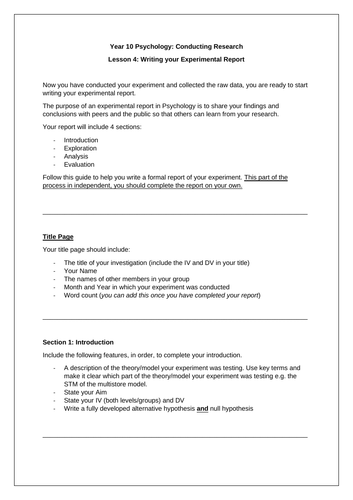 Research Methods: Conducting your own psychological experiment ...