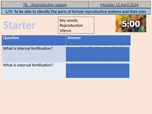 Y7 Exploring science 7B - Sexual reproduction in animals | Teaching ...