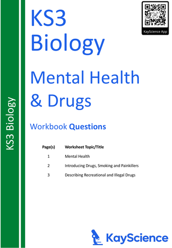 KS3 Mental Health & Drugs Question Booklet | Biology | Teaching Resources