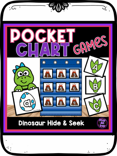 Dinosaur Pocket Chart Game Hide and Seek | Letter and Number ...