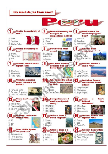 KS3 Spanish Peru project / Culture and holidays | Teaching Resources