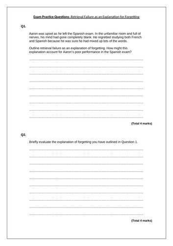 A-Level Psychology - RETRIEVAL FAILURE AS AN EXPLANATION FOR FORGETTING ...