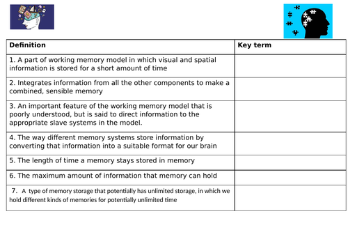 Year 12 Psychology Memory revision lessons | Teaching Resources