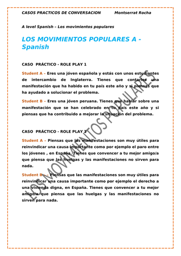 As - A level Role play speaking conversation | Teaching Resources