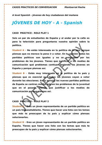 As - A level Role play speaking conversation | Teaching Resources