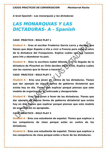 As - A level Role play speaking conversation | Teaching Resources