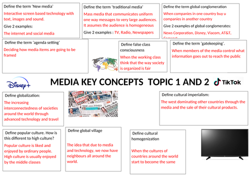 AQA Sociology Media Topic Ownership and Control, Globalisation, Popular ...