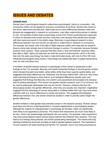 AQA A level Psychology ISSUES & DEBATES ESSAYS | Teaching Resources