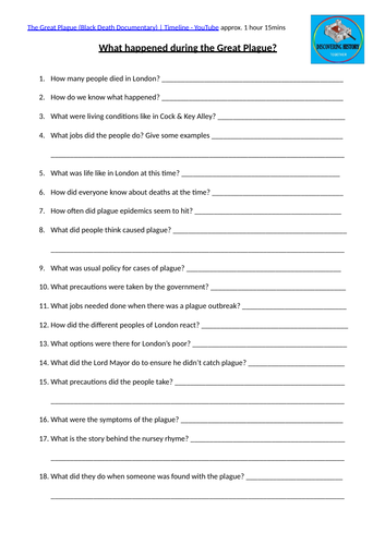 Great Plague documentary questions | Teaching Resources
