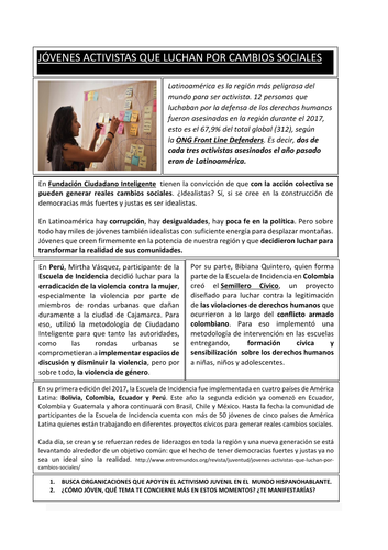 Jovenes de hoy, ciudadanos del manana | Teaching Resources