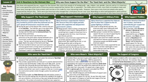 Vietnam War - Support in America - USA Conflict Home & Abroad - GCSE ...