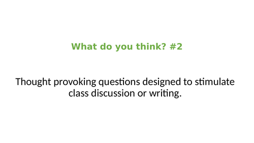 What do you think? #2 Thirteen more questions for discussion ...