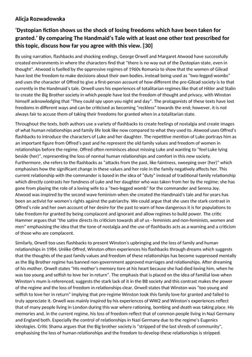 Comparative Essay - The Handmaid's Tale & 1984 | Teaching Resources