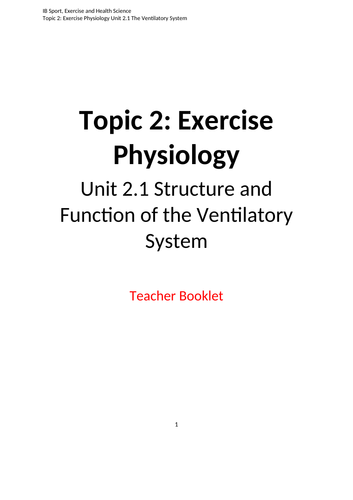 IB SEHS Topic 2 Exercise Physiology | Teaching Resources
