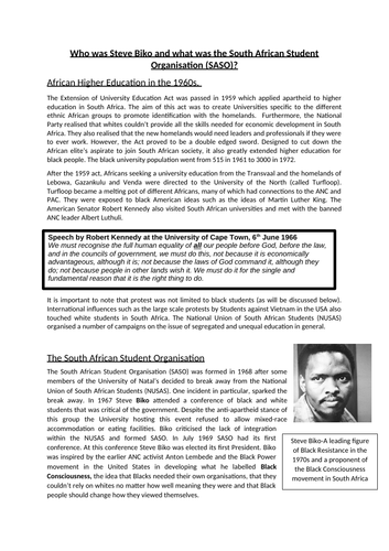 Lesson 1 - Black Consciousness and Steve Biko | Teaching Resources