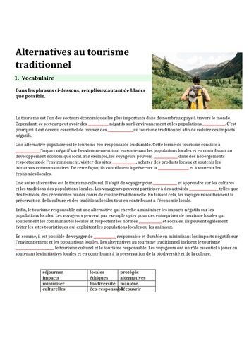 Alternatives au tourisme traditionnel | Teaching Resources