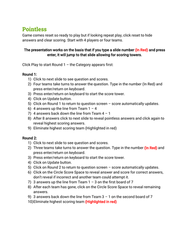 Pointless TV Show Style Quiz Night | Teaching Resources