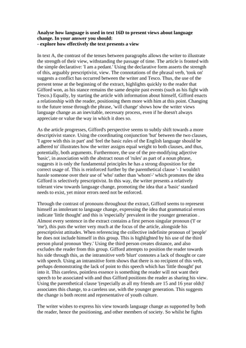 English Language A level AQA paper one answer FULL MARKS | Teaching ...