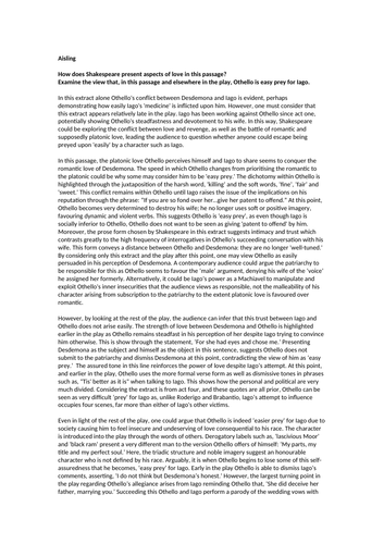 A* Othello notes A LEVEL ENGLISH LIT | Teaching Resources