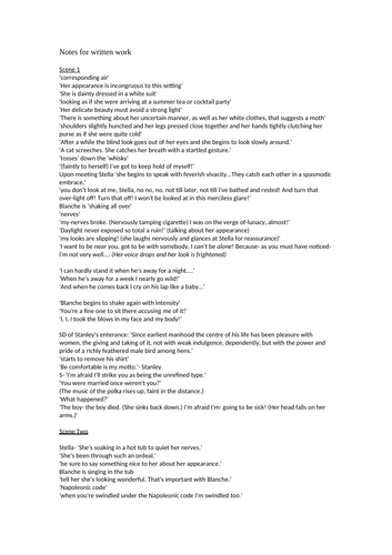 A* notes and essays for A Streetcar Named Desire (AQA, English Lit ...