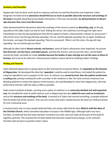 Galen lesson - GCSE Medicine | Teaching Resources