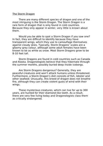 ‘The Storm Dragon’ – Non-Chronological Report - Talk for Writing Style ...