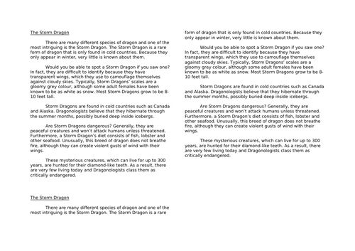 ‘The Storm Dragon’ – Non-Chronological Report - Talk for Writing Style ...