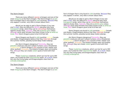 ‘The Storm Dragon’ – Non-Chronological Report - Talk for Writing Style ...