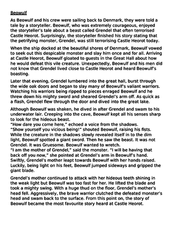 'Beowulf’ - Overcoming a Monster Story - Talk for Writing Style English ...