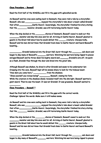 'Beowulf’ - Overcoming a Monster Story - Talk for Writing Style English ...