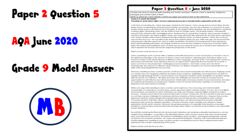 Paper 2 Question 5 Exemplars | Teaching Resources