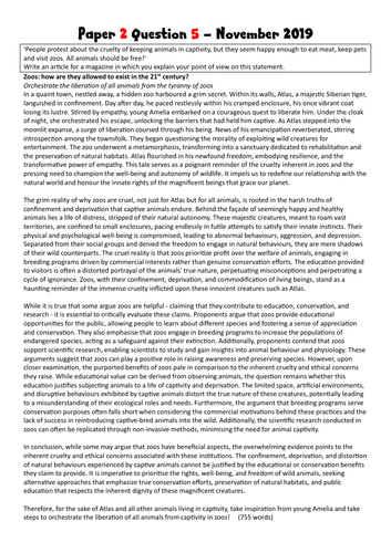 Paper 2 Question 5 Model Responses | Teaching Resources