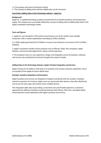 IGCSE Business (9-1) 0986 - Case Study/Real World Example Worksheets ...