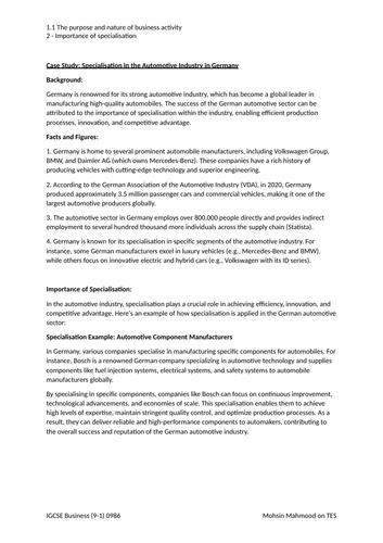 IGCSE Business (9-1) 0986 - Case Study/Real World Example Worksheets ...