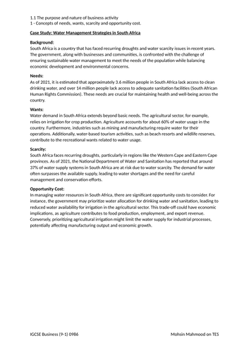 IGCSE Business (9-1) 0986 - Case Study/Real World Example Worksheets ...