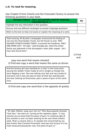 Charlie and The Chocolate Factory planning (2 week unit) | Teaching ...