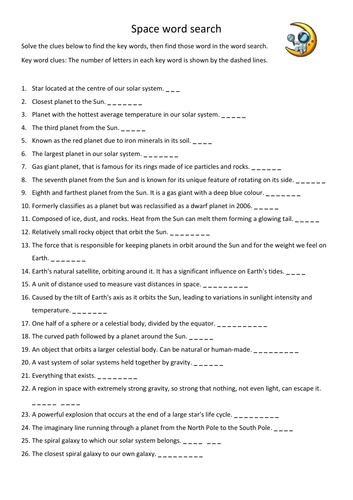 KS3/4 Space physics word search | Teaching Resources