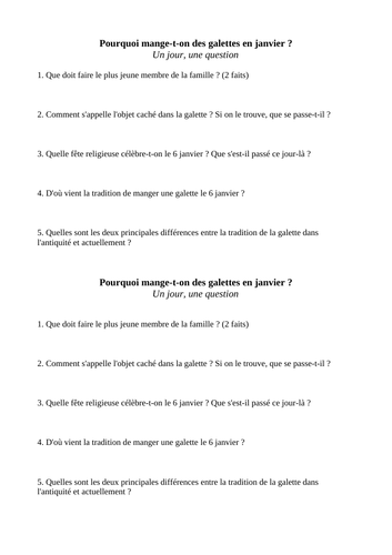 Les traditions nationales françaises (Y12) | Teaching Resources