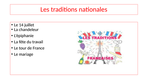 Les traditions nationales françaises (Y12) | Teaching Resources