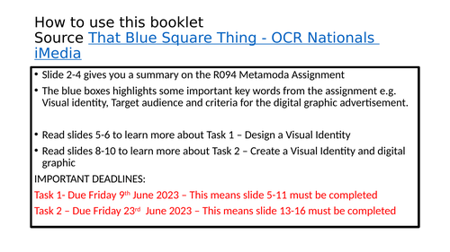 OCR Creative iMedia R094 Assessment resources | Teaching Resources