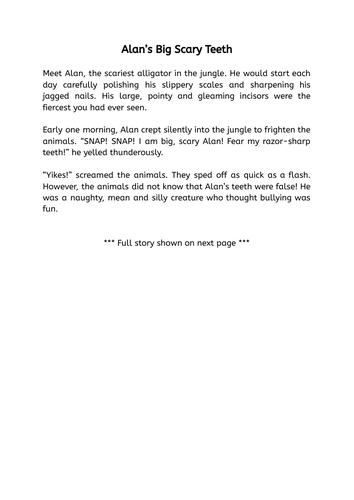 Talk 4 Writing model text Alan's Big Scary Teeth (character) | Teaching ...
