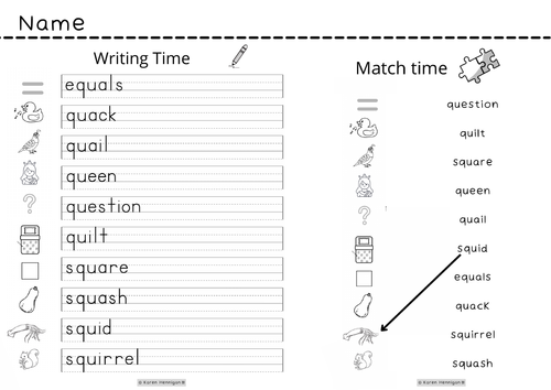 Qu Digraph Phonics Activity Sheet | Teaching Resources
