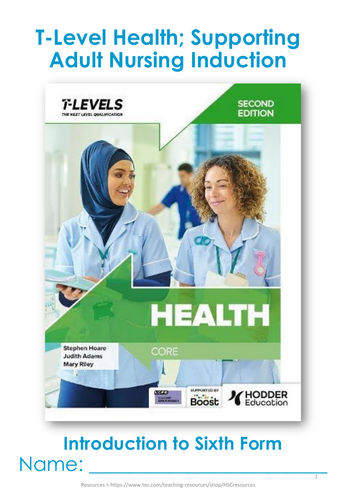 T-Level Health Transition pack - summer tasks and preparing for September | Teaching Resources