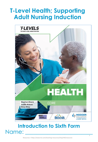 T-Level Health Transition pack - summer tasks and preparing for September | Teaching Resources