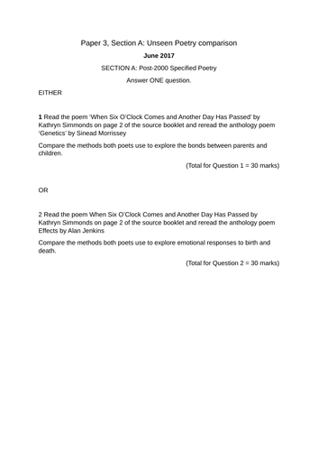 Edexcel Unseen Poetry Lessons | Teaching Resources