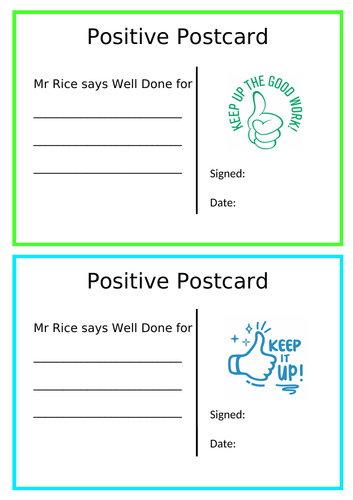 Colourful Positive Postcard Praise Cards | Teaching Resources