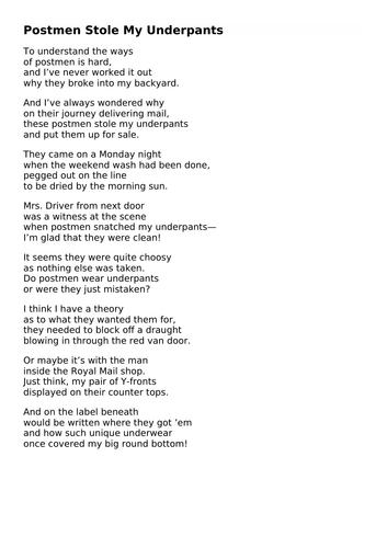 Humorous Poems Unit | Teaching Resources