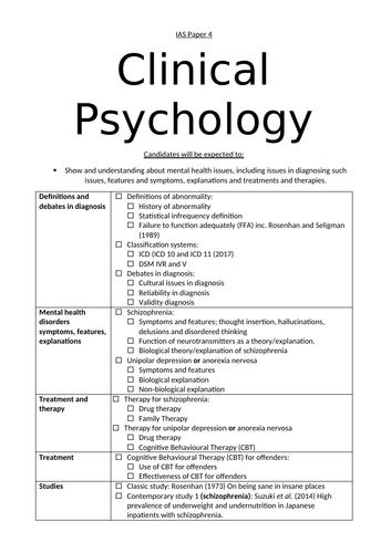 Clincal Psychology Student Friendly Specification International Edexcel ...