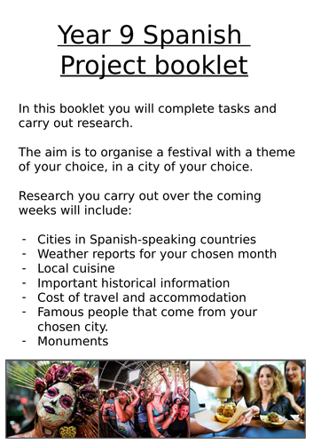 End of year 9 Spanish project booklet | Teaching Resources